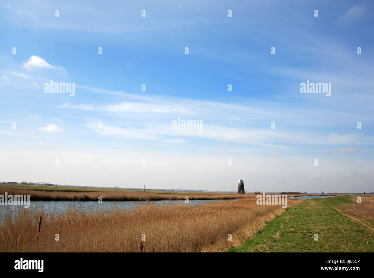 Five Mile House Drainage Mill and public footpath by the River Bure at ...