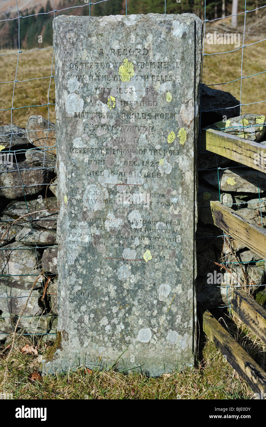 Commemorative stone. Wythburn, Thirlmere, Lake District National Park ...
