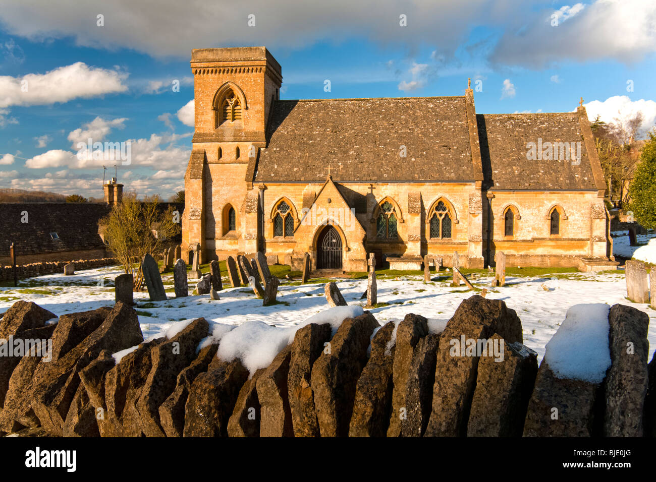 St Barnabas Church, Snowshill after snowfall Stock Photo - Alamy