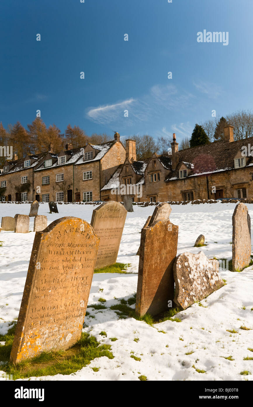 Cotswold snowy winter village scene at Snowshill Stock Photo - Alamy