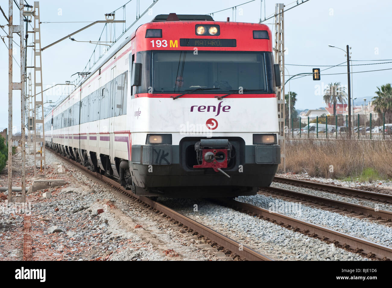 RENFE Trains Circulating in the area of Barcelona, Spain Stock Photo ...