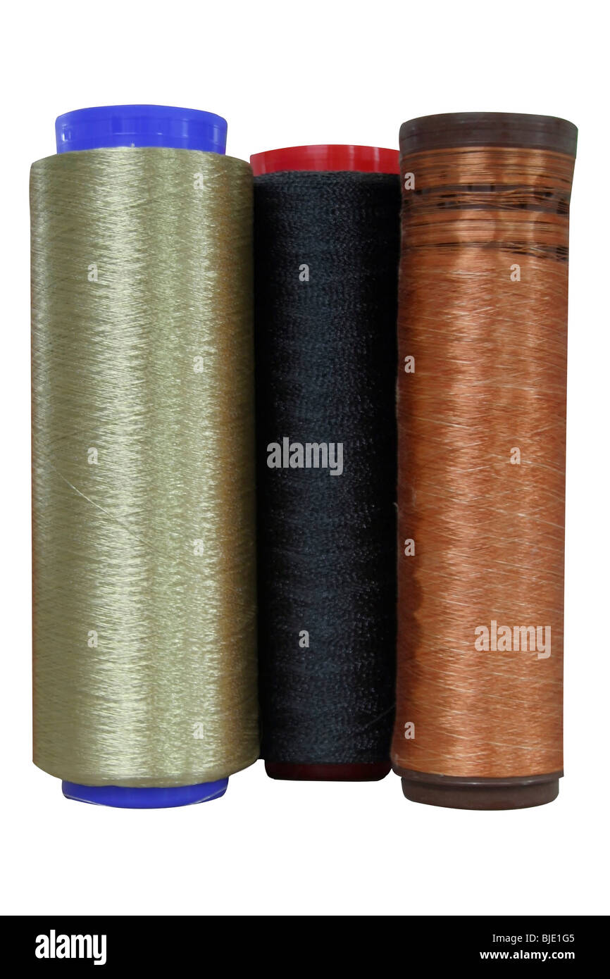 Metal industrial weaving threads to reinforce the fabric Stock Photo ...