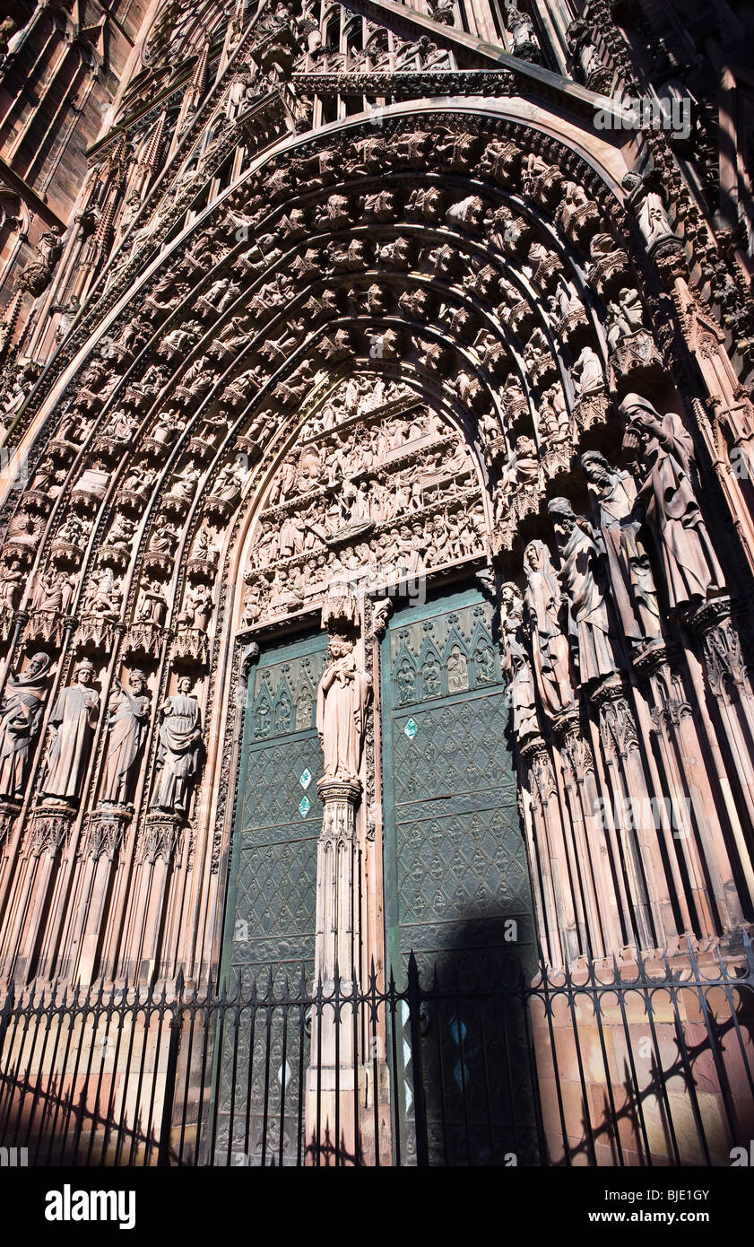 Strasbourg, Notre-Dame gothic cathedral 14th century, main portal and ...