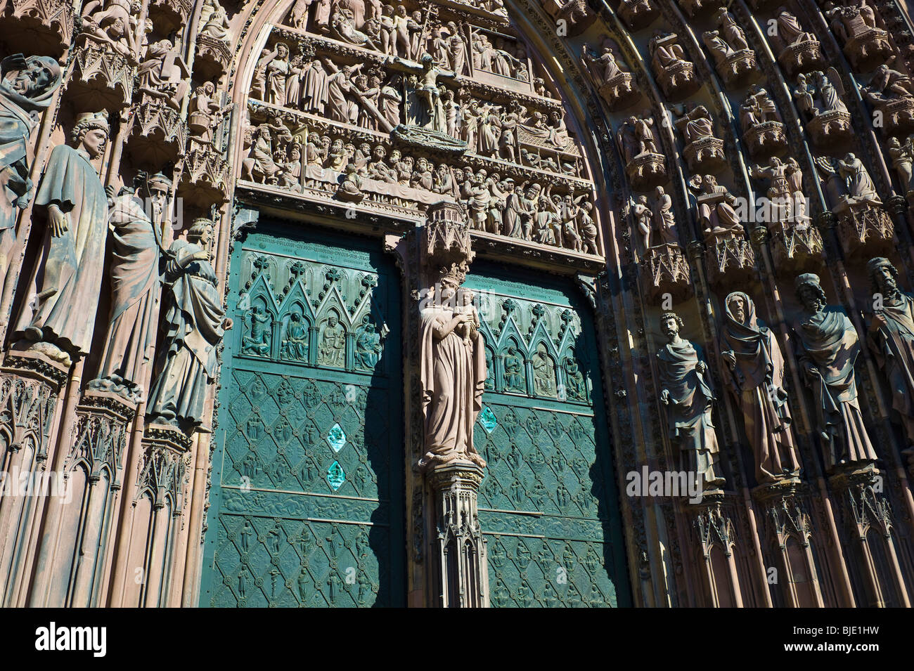 Strasbourg, Notre-Dame gothic cathedral 14th century, main portal and ...