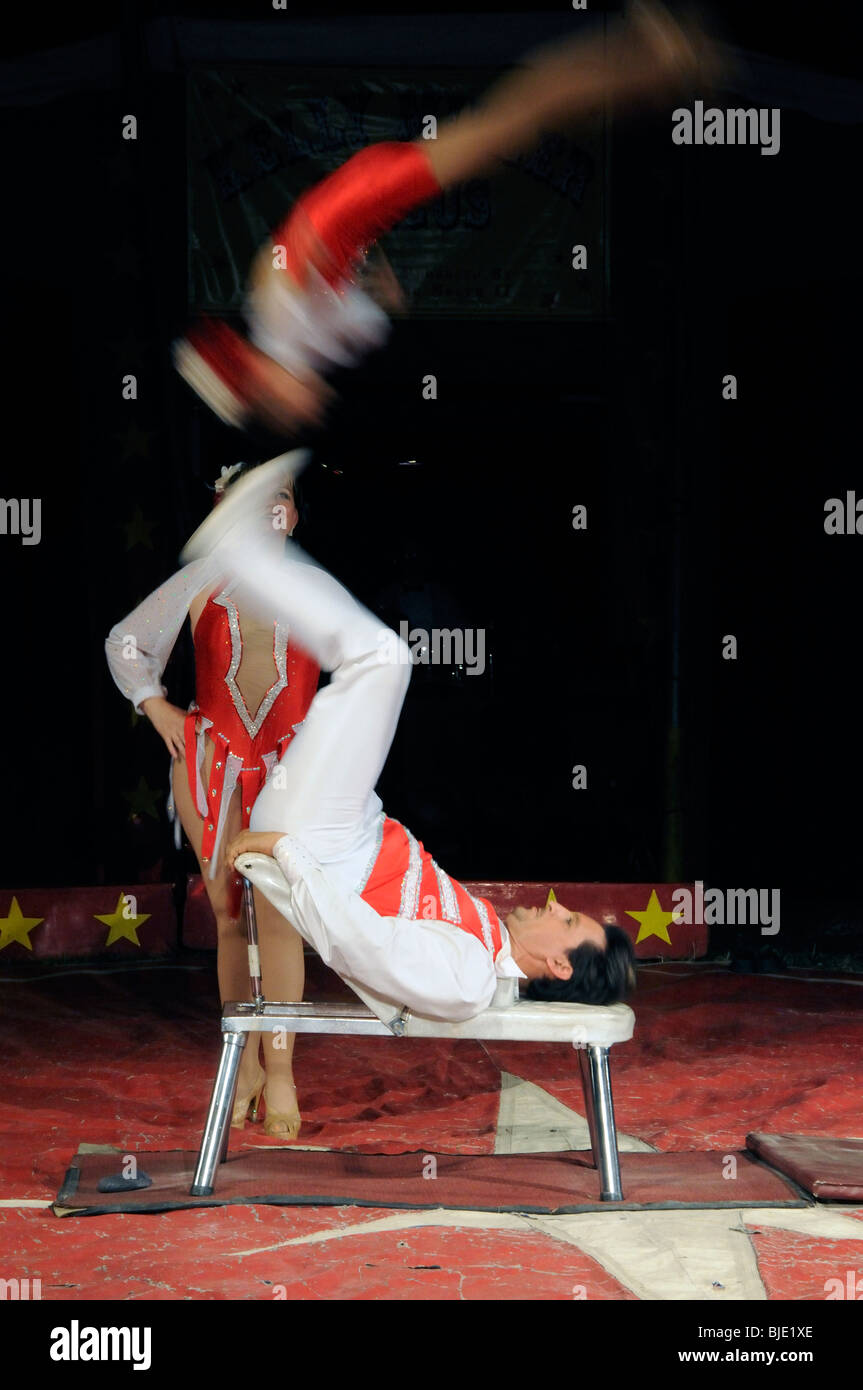 Acrobats in circus Stock Photo - Alamy