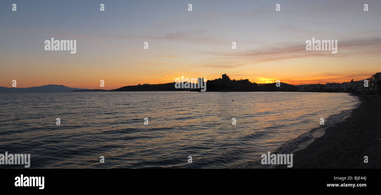 historical Bodrum castle and beach of Bodrum village at the ...