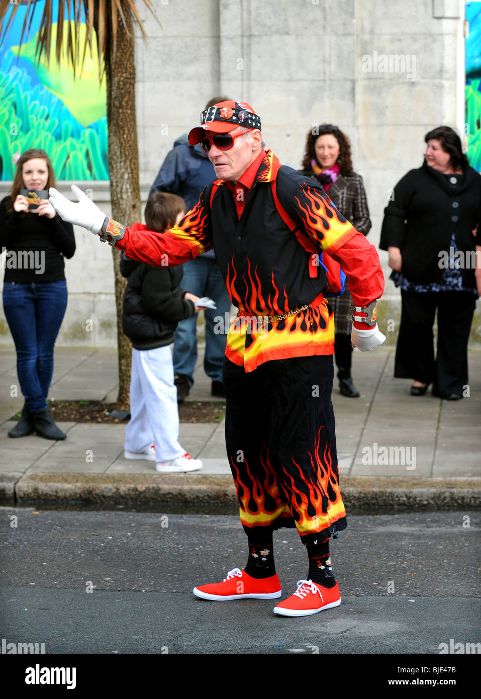 Well known character Disco Pete (Pete Turner) wearing bright coloured ...