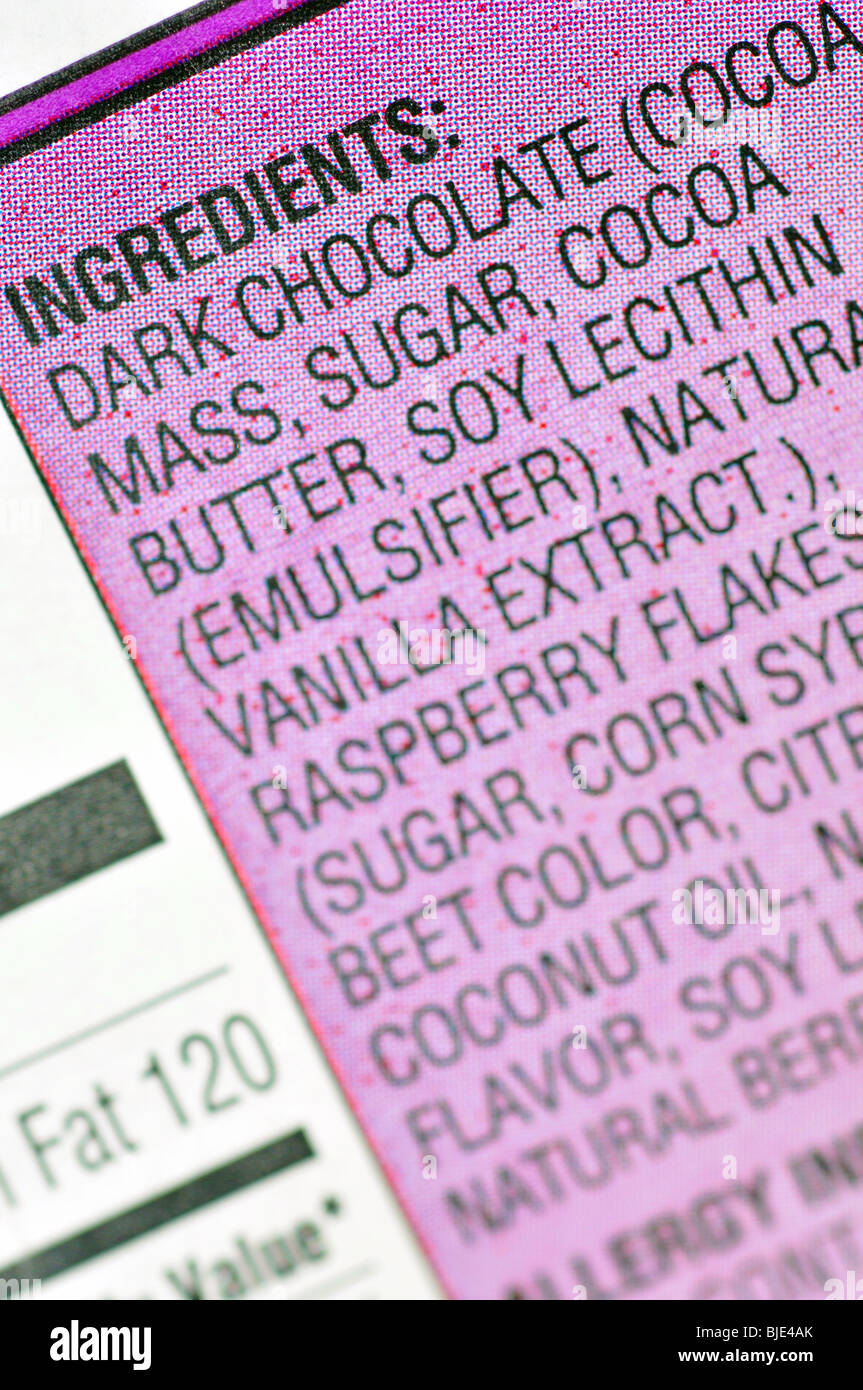 Ingredient list chocolate hi-res stock photography and images - Alamy