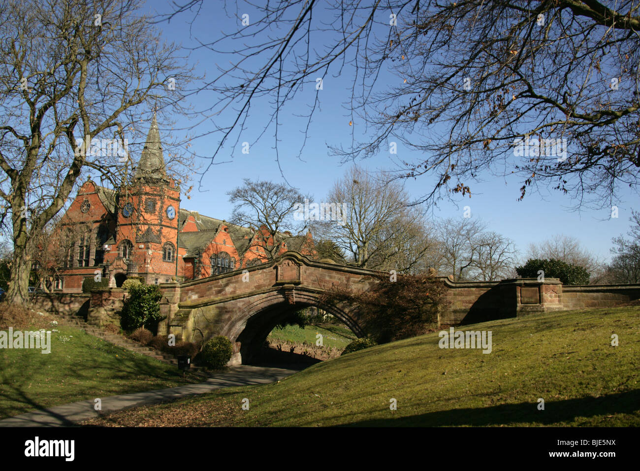 Village of Port Sunlight, England. The late 19th century Dell Bridge ...