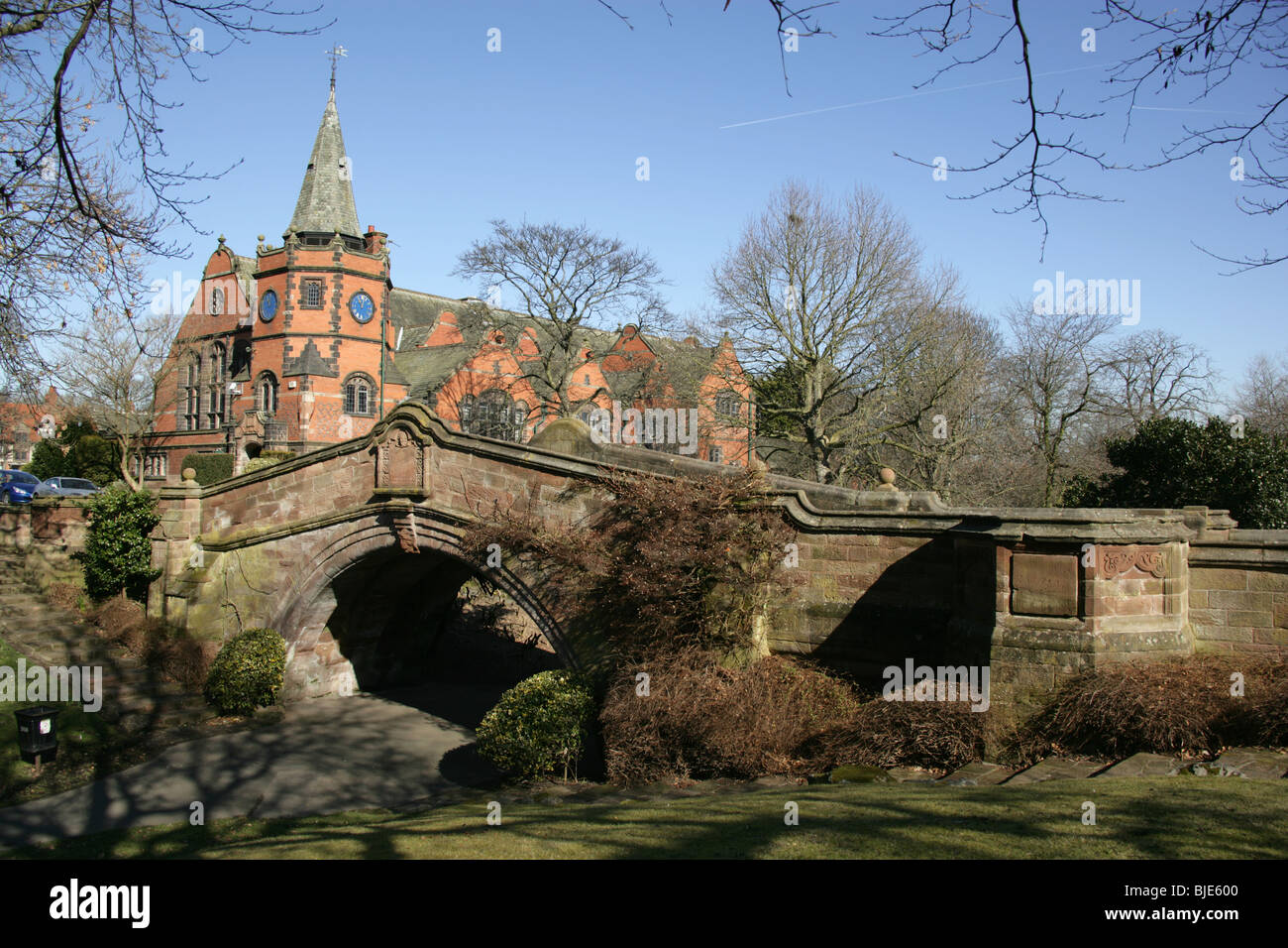 Village of Port Sunlight, England. The late 19th century Dell Bridge ...