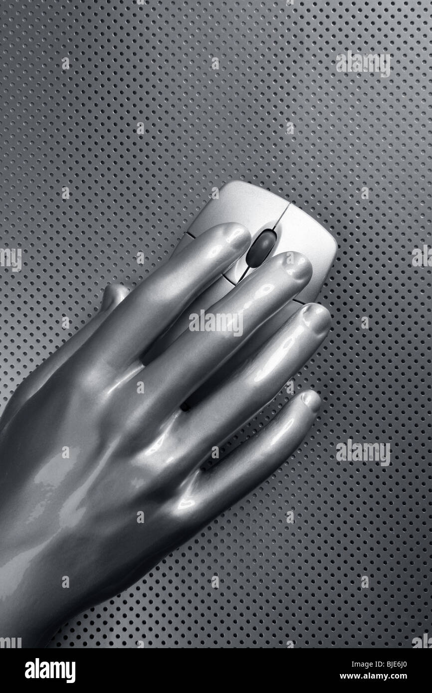 computer wireless gray mouse silver aluminum hand futuristic Stock ...
