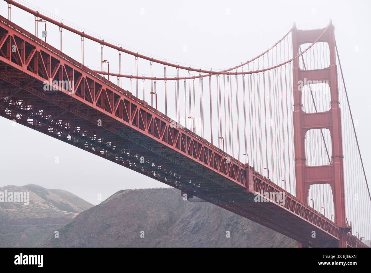 An unconventional view of the Golden Gate bridge taken from a ship ...