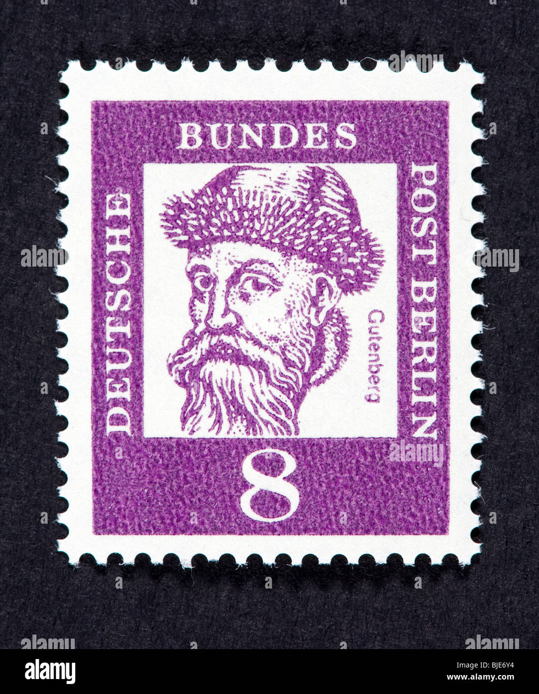 Postage stamp from Berlin depicting Johann Gutenberg Stock Photo - Alamy