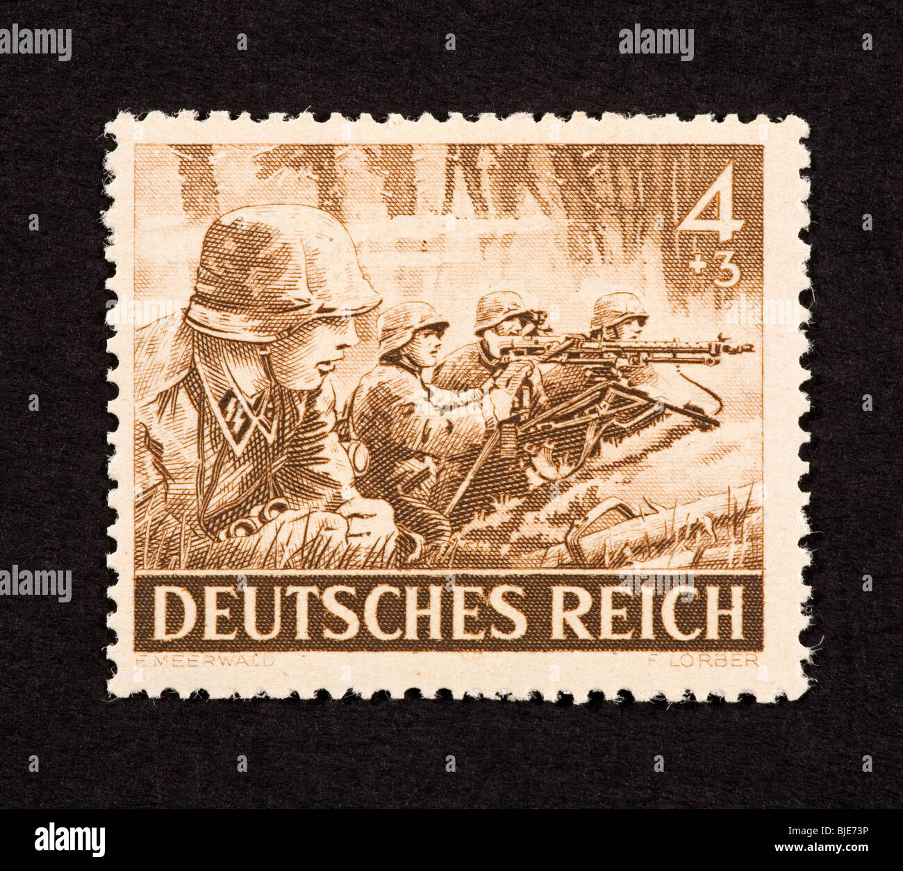 Postage stamp from Germany depicting Schutz-Staffel troops in action ...