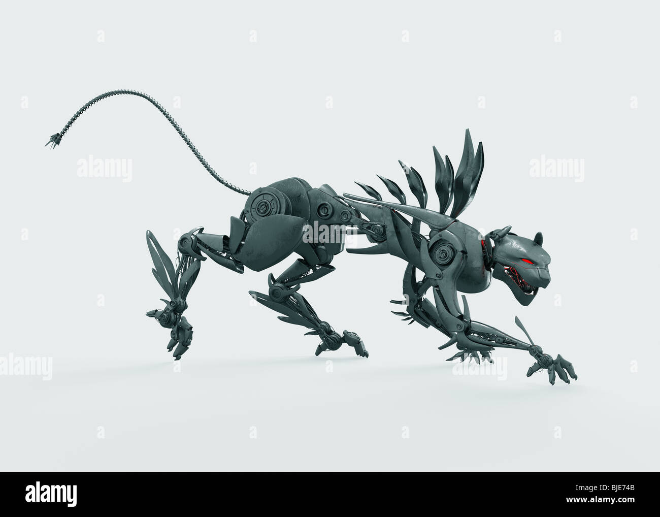 Cyber leopard with sharp wings & long tail. 3d image Stock Photo - Alamy