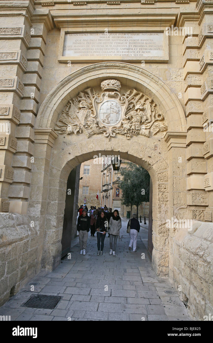 Entrances, gates and decorative panels of Mdina Malta Stock Photo - Alamy