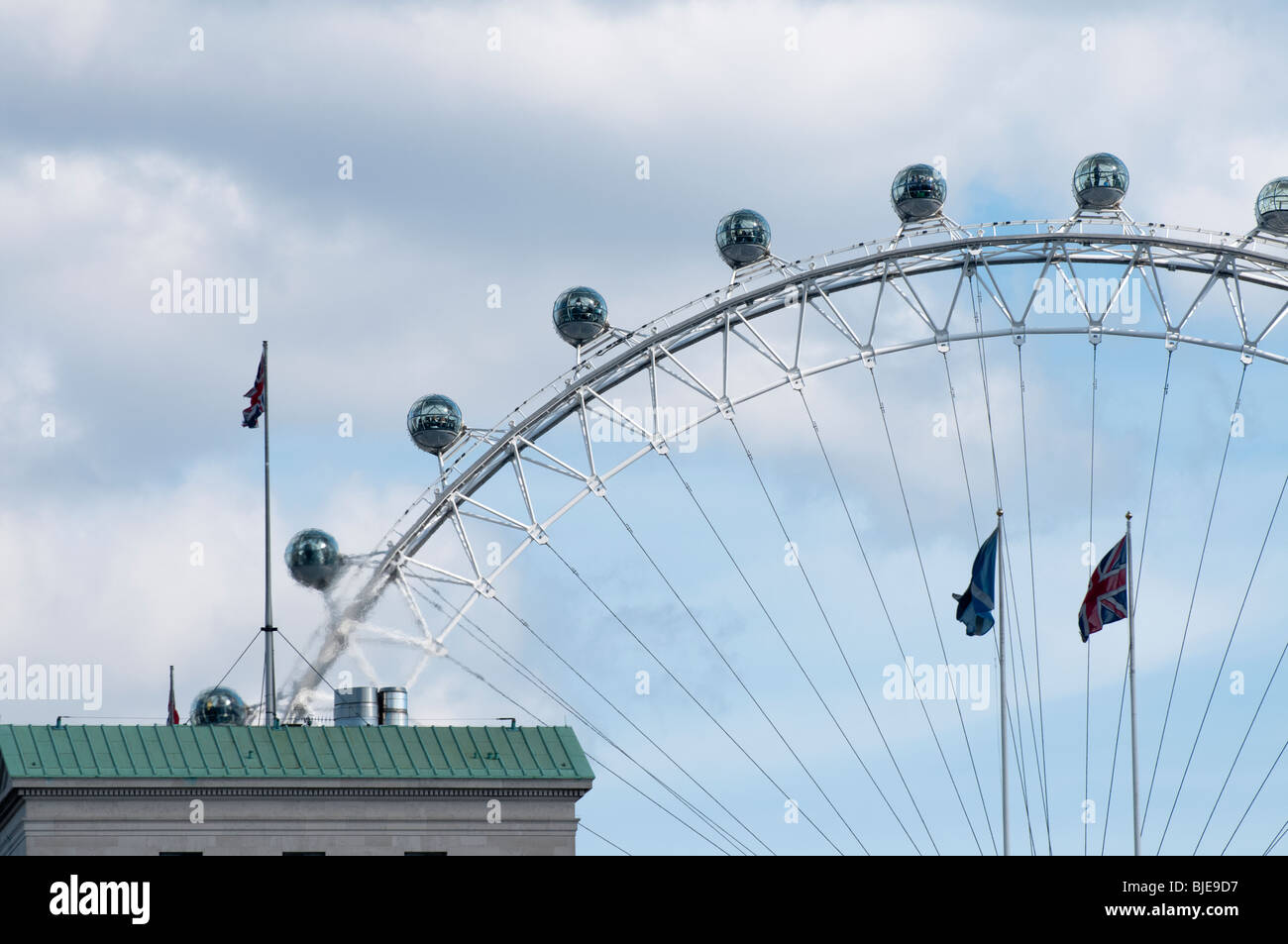 London Eye and Flags Stock Photo - Alamy
