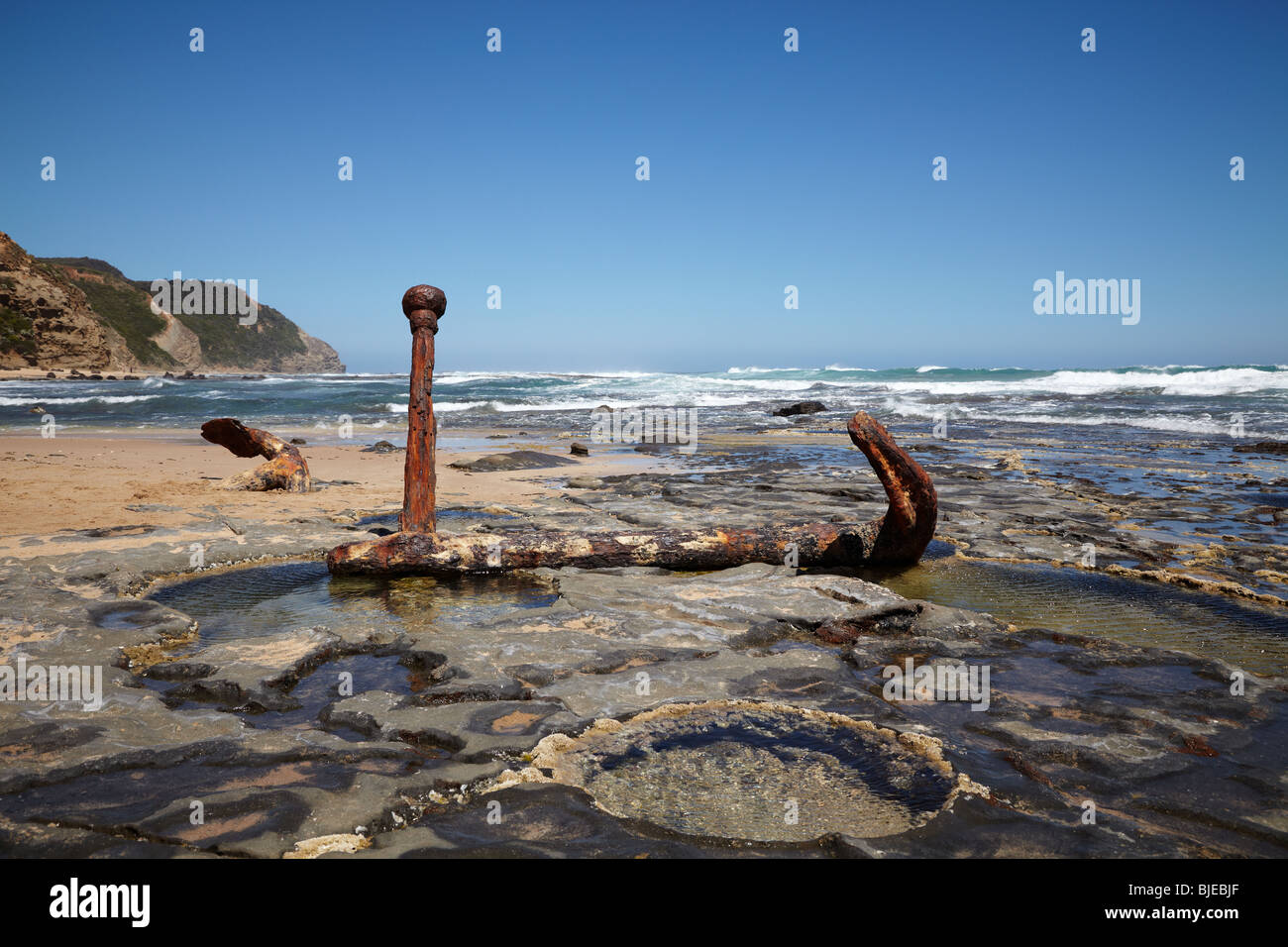 The anchor from the 1869 Marie Gabrielle shipwreck, Moonlight Head ...