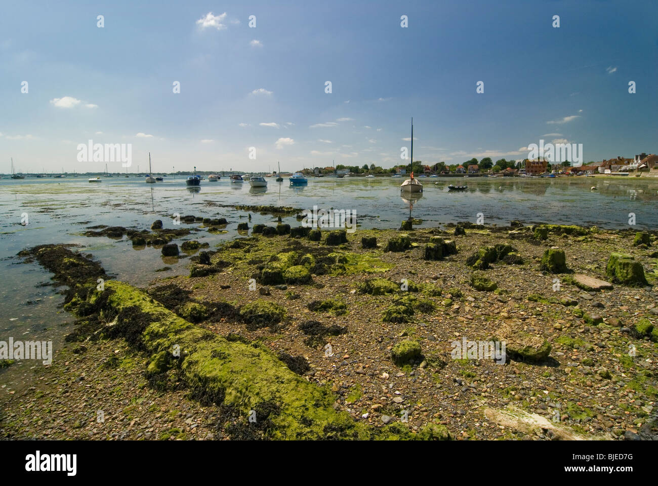 Emsworth Harbour on a beautiful day with the tide out revealing the old ...