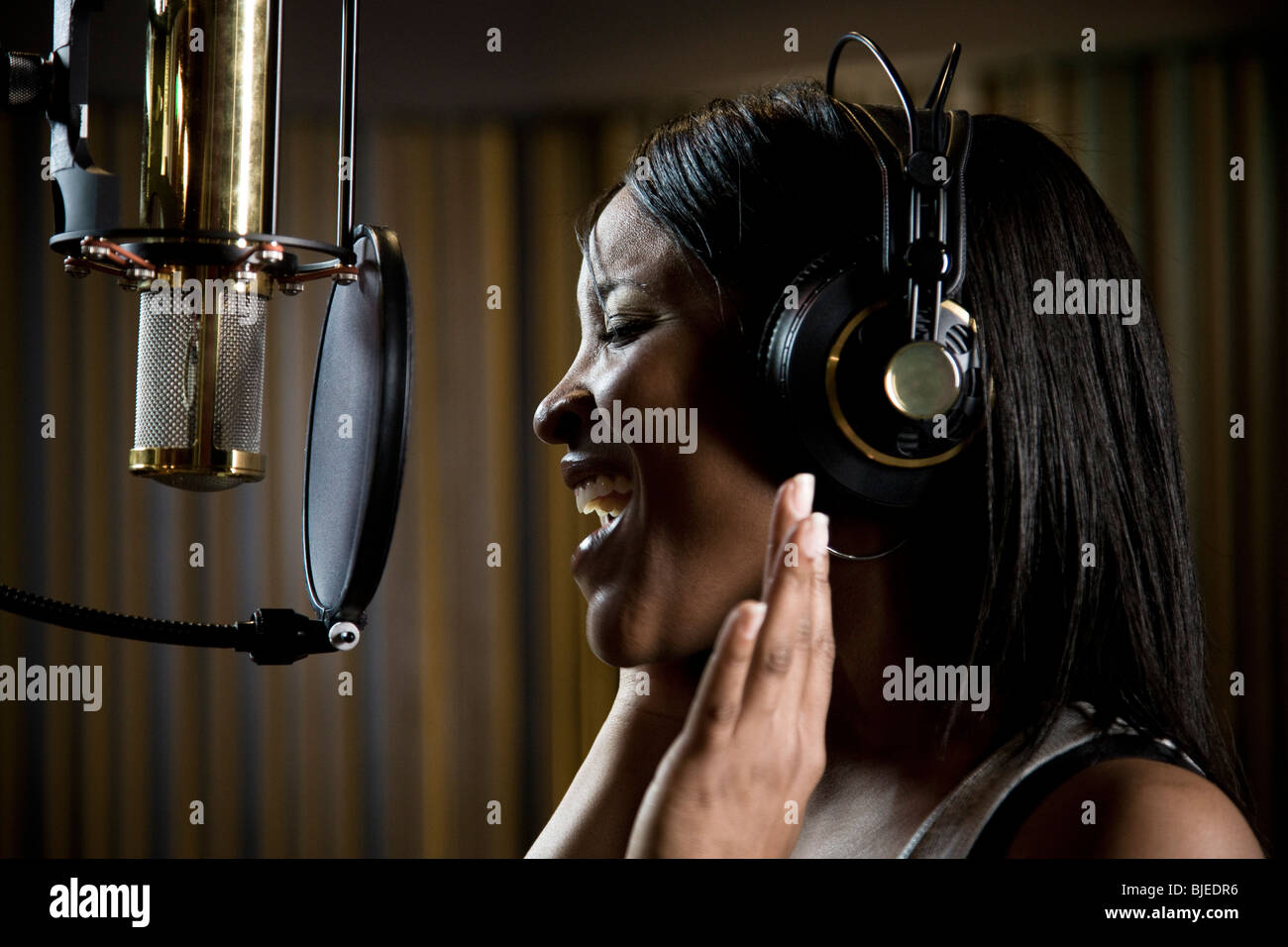 singing in a recording studio Stock Photo - Alamy