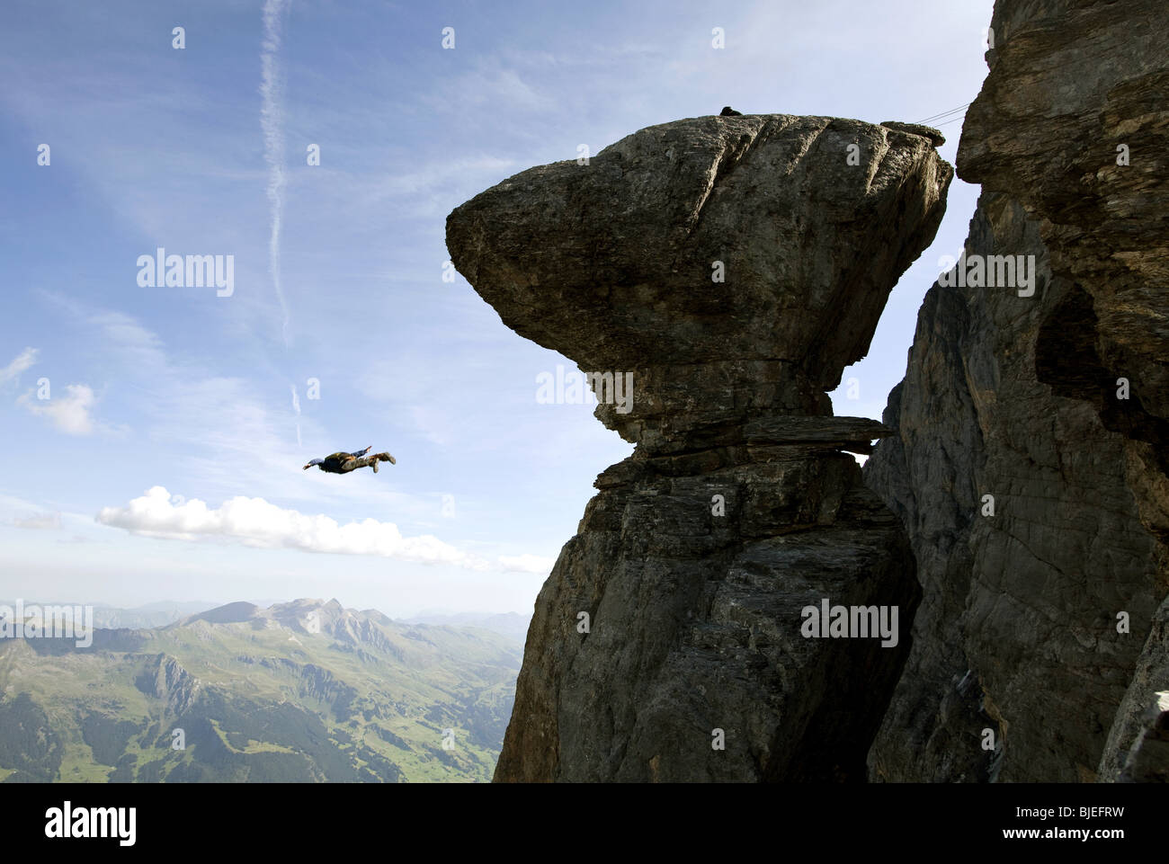 Basejumper free falling, Eiger North Face, Switzerland Stock Photo - Alamy