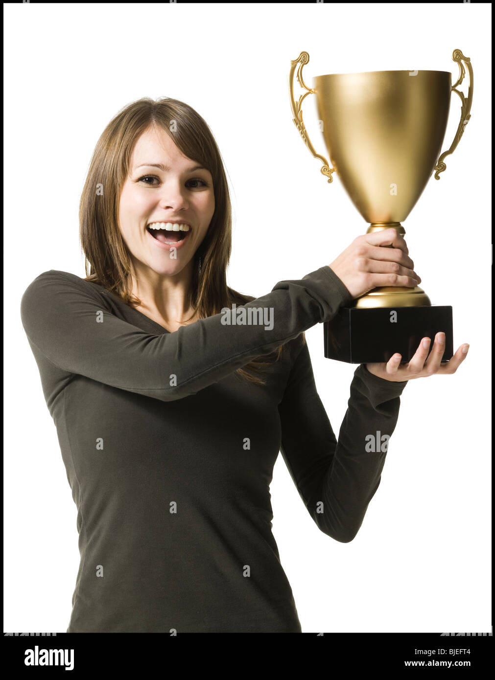 woman with a trophy Stock Photo - Alamy