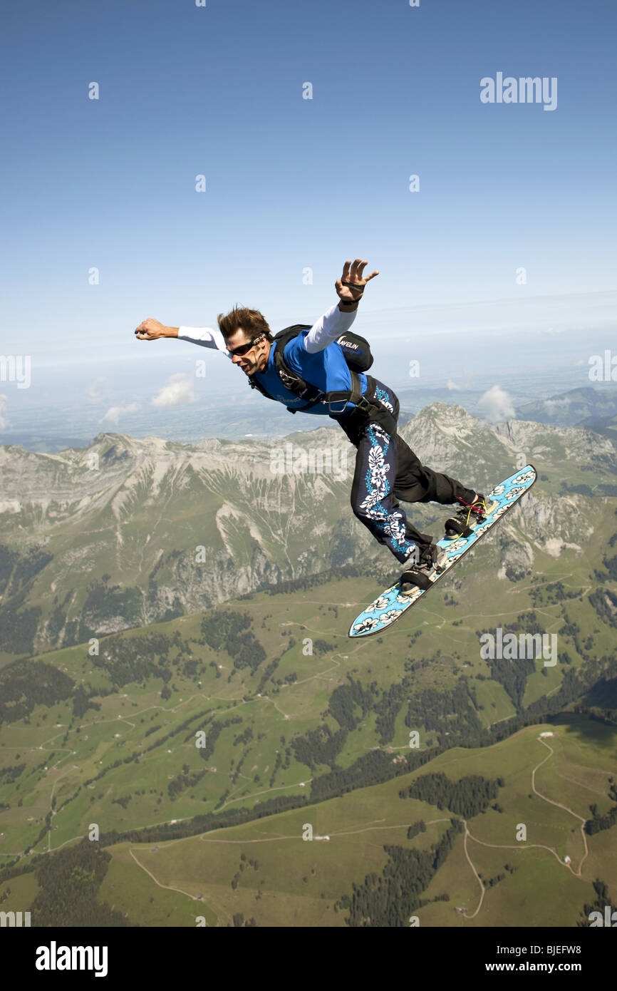 Skysurfer, Saanen, Switzerland, side view Stock Photo - Alamy