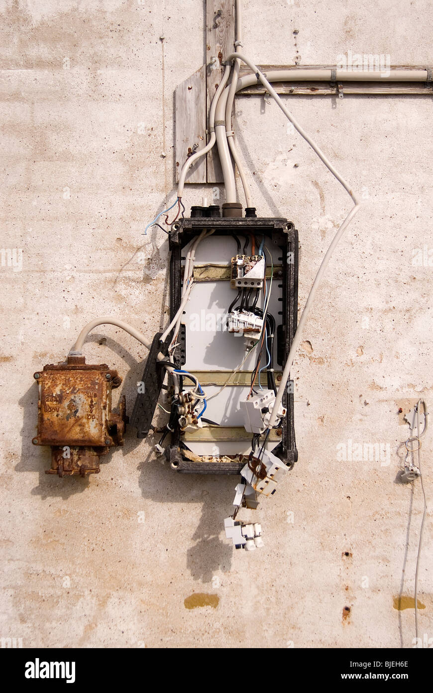 Broken electricity meeter Stock Photo - Alamy