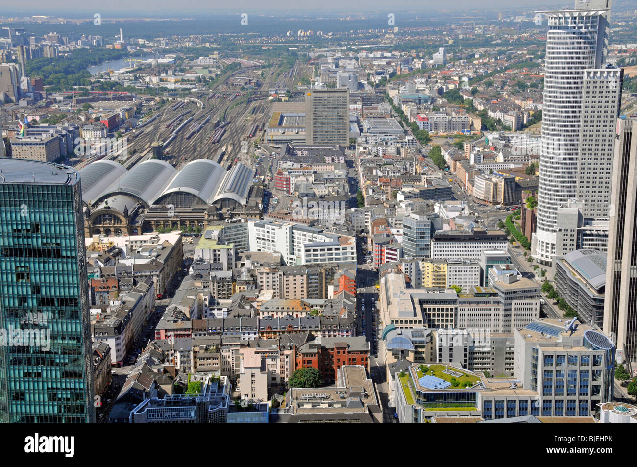 View of the inner city of Frankfurt am Main, Germany, bird's eye view ...