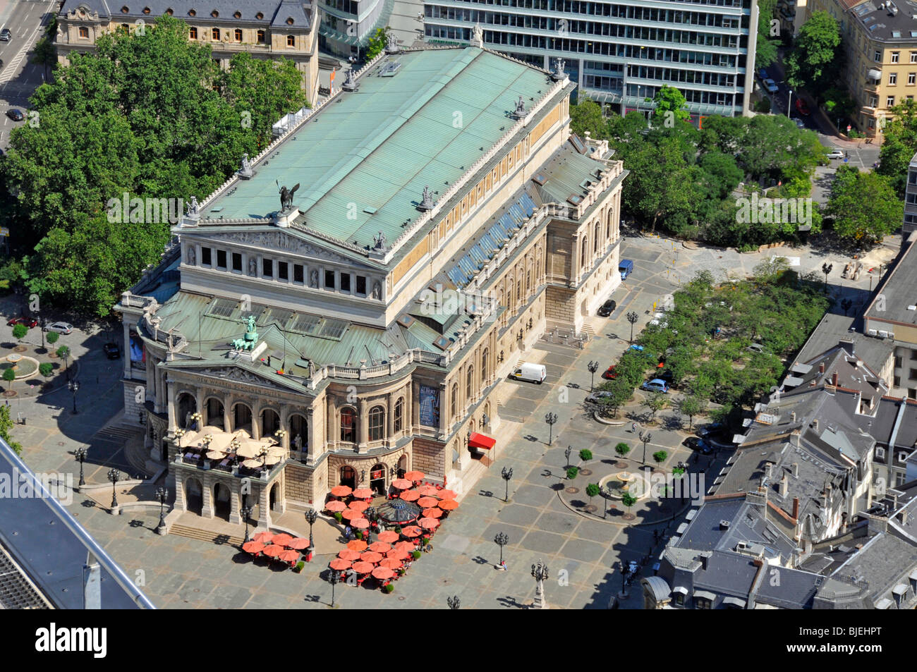 Alte Oper (Old Opera House), Frankfurt am Main, Germany, bird's eye ...