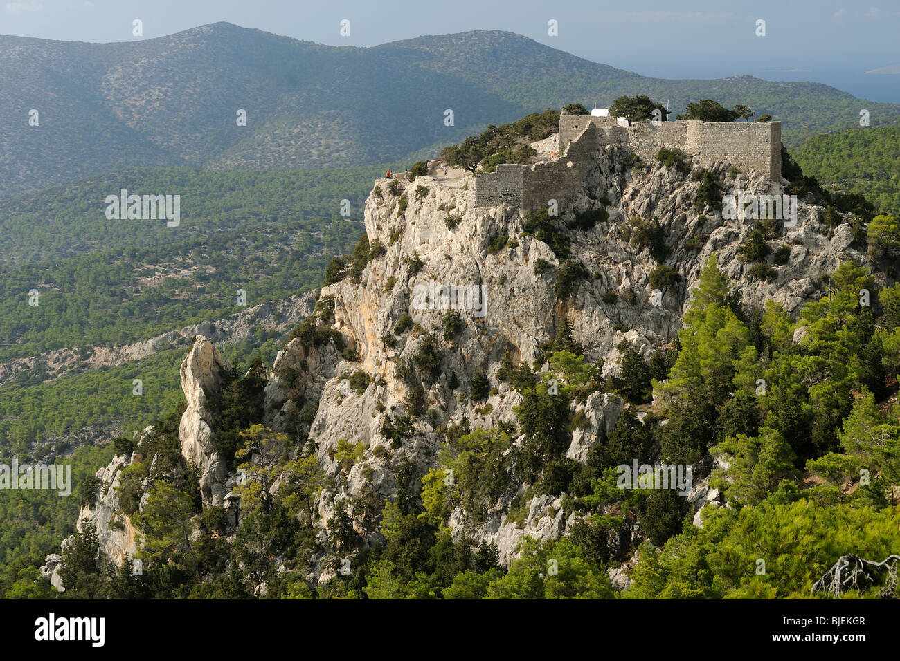 Castle in Monolithos, Rhodos, Greece, bird's eye view Stock Photo - Alamy