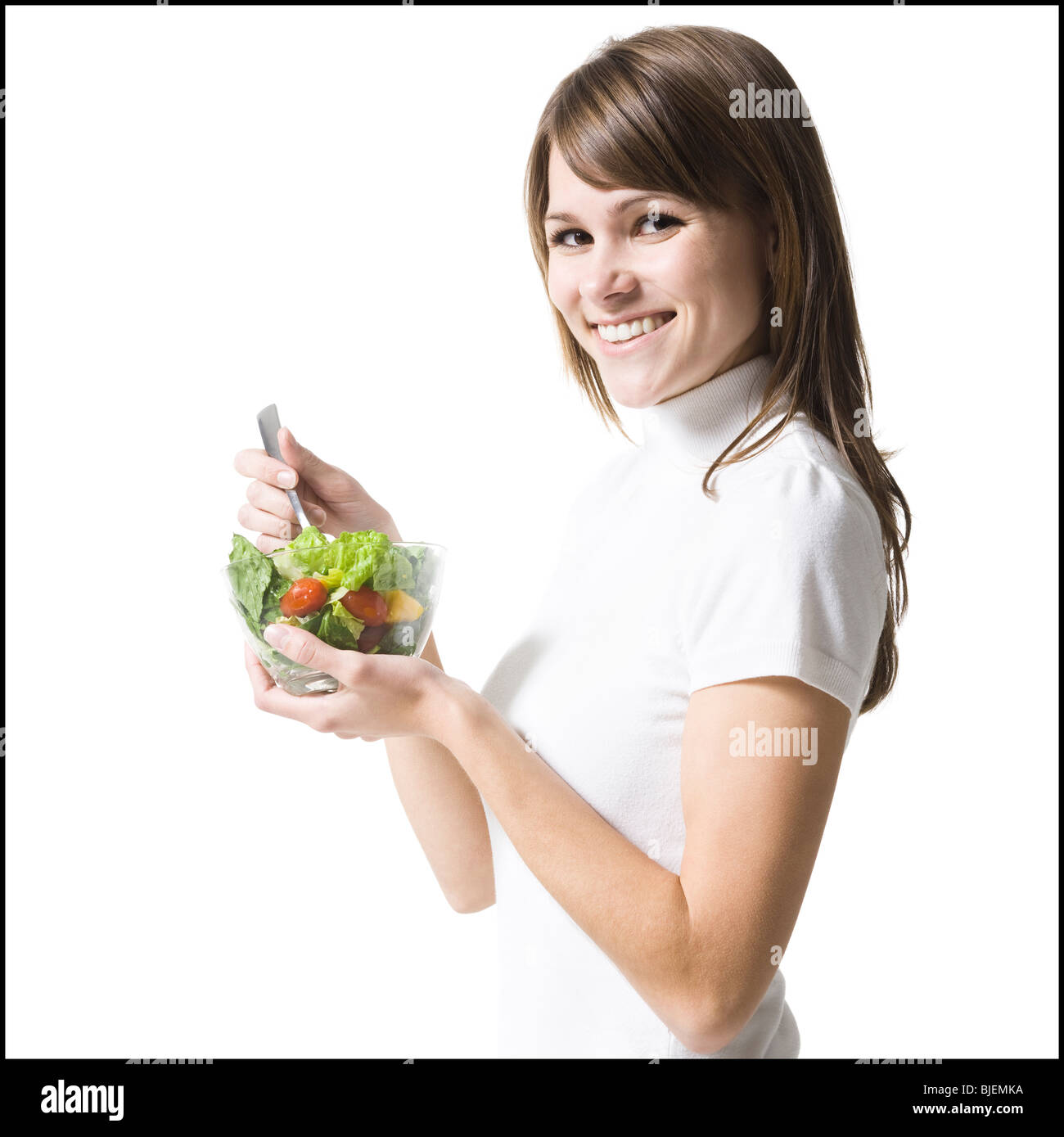 woman eating healthily Stock Photo - Alamy