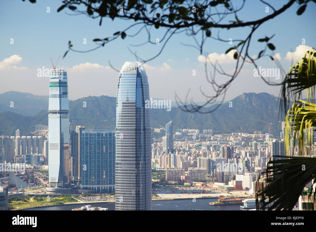 View of IFC and ICC from Victoria Peak, Hong Kong, China Stock Photo ...