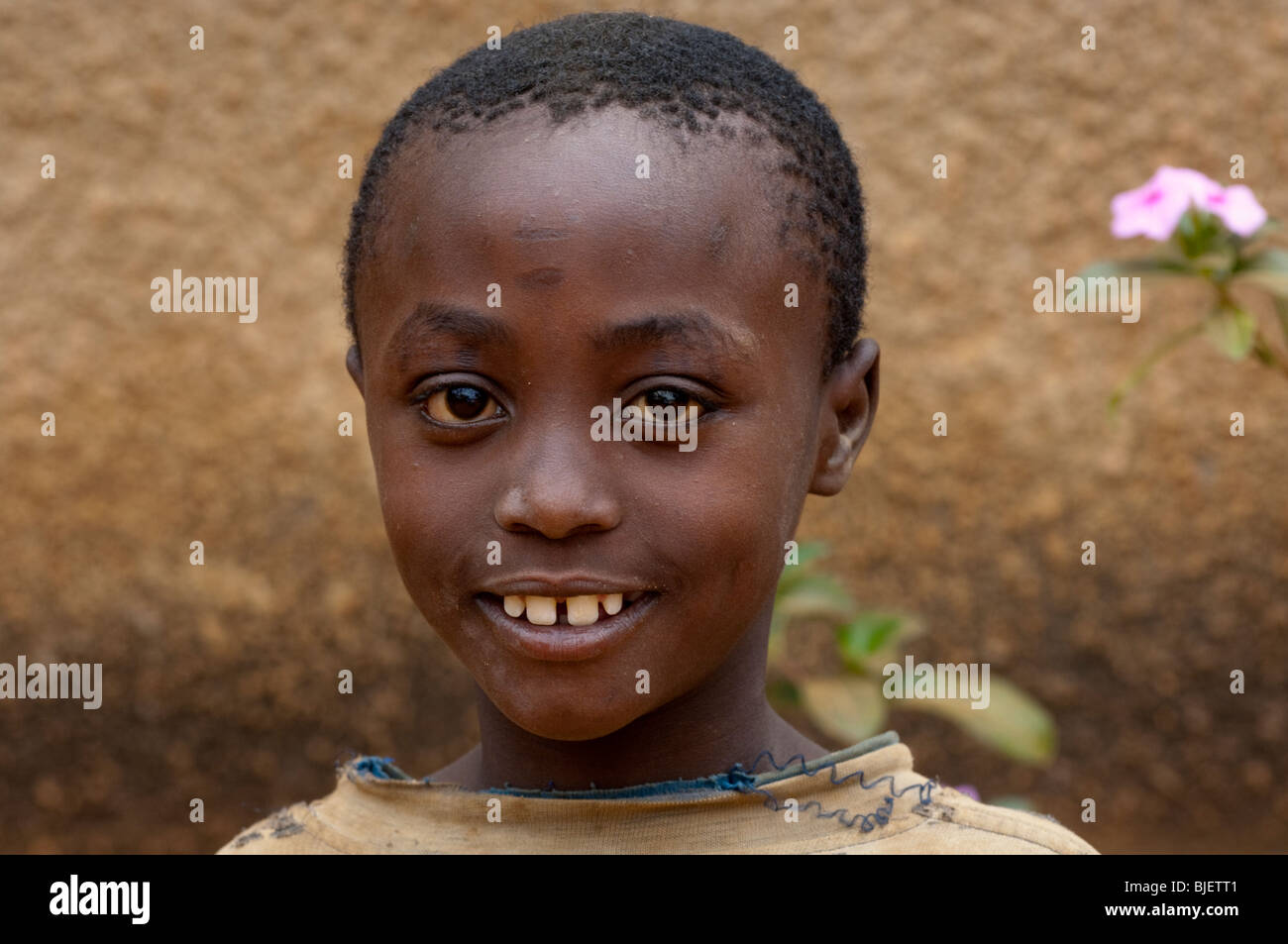 Smiling boy in countryside, Rwanda Stock Photo - Alamy