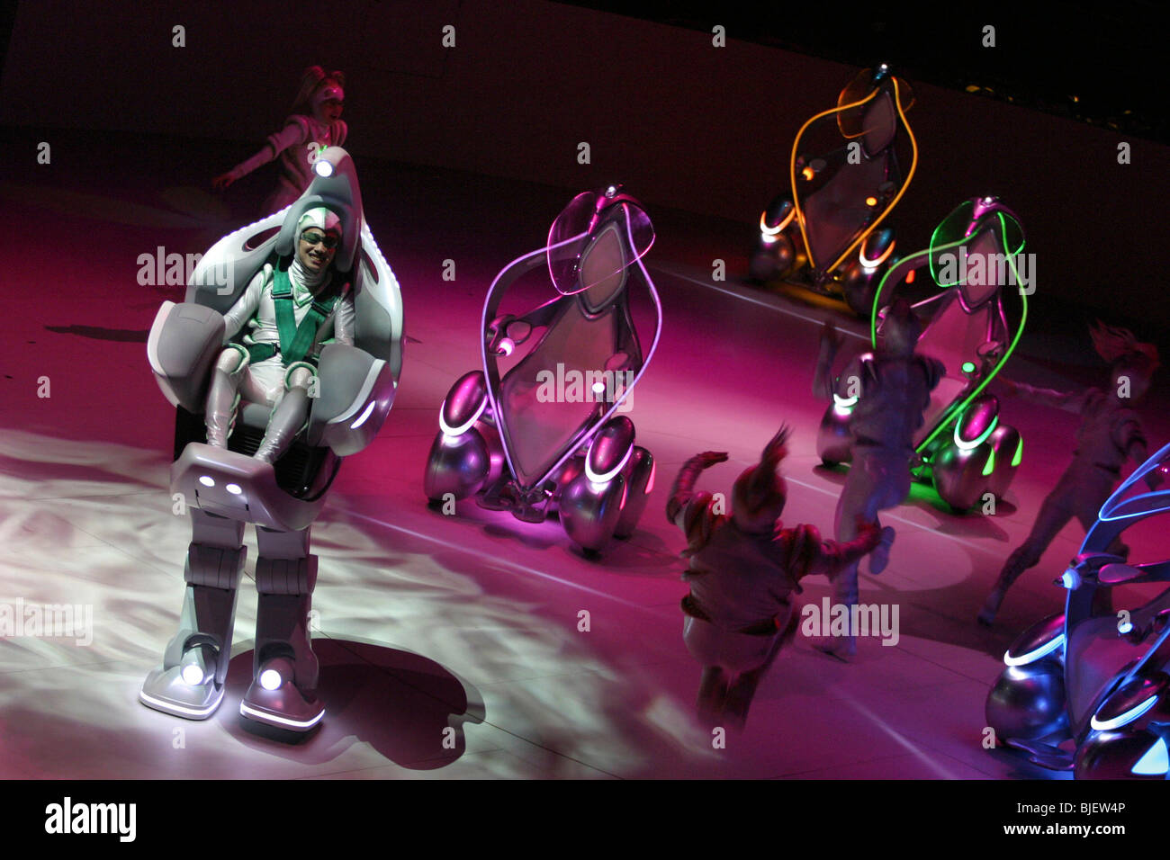 Toyota 'i-unit' concept vehicles and dancers perform in a show at the ...