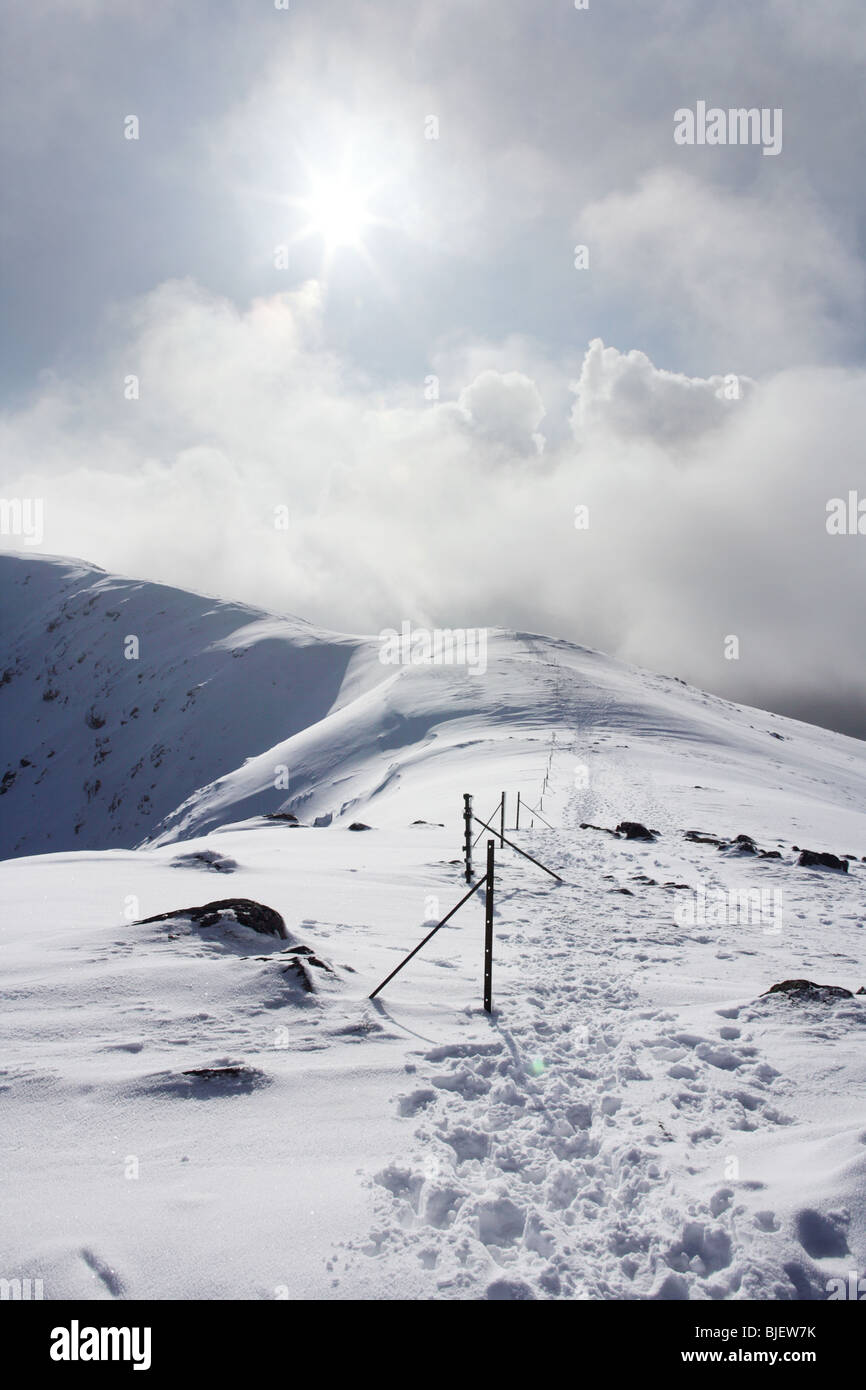 The ridge of Ben Ledi in winter. Ben Ledi is near Callander in the ...