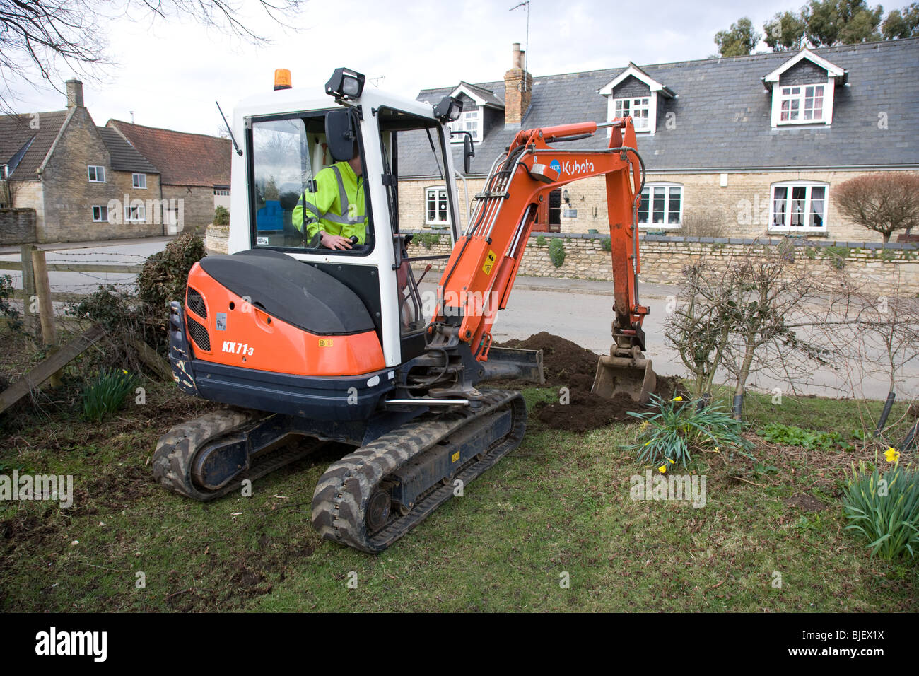 A Kubota Mini Digger Working Stock Photo - Alamy