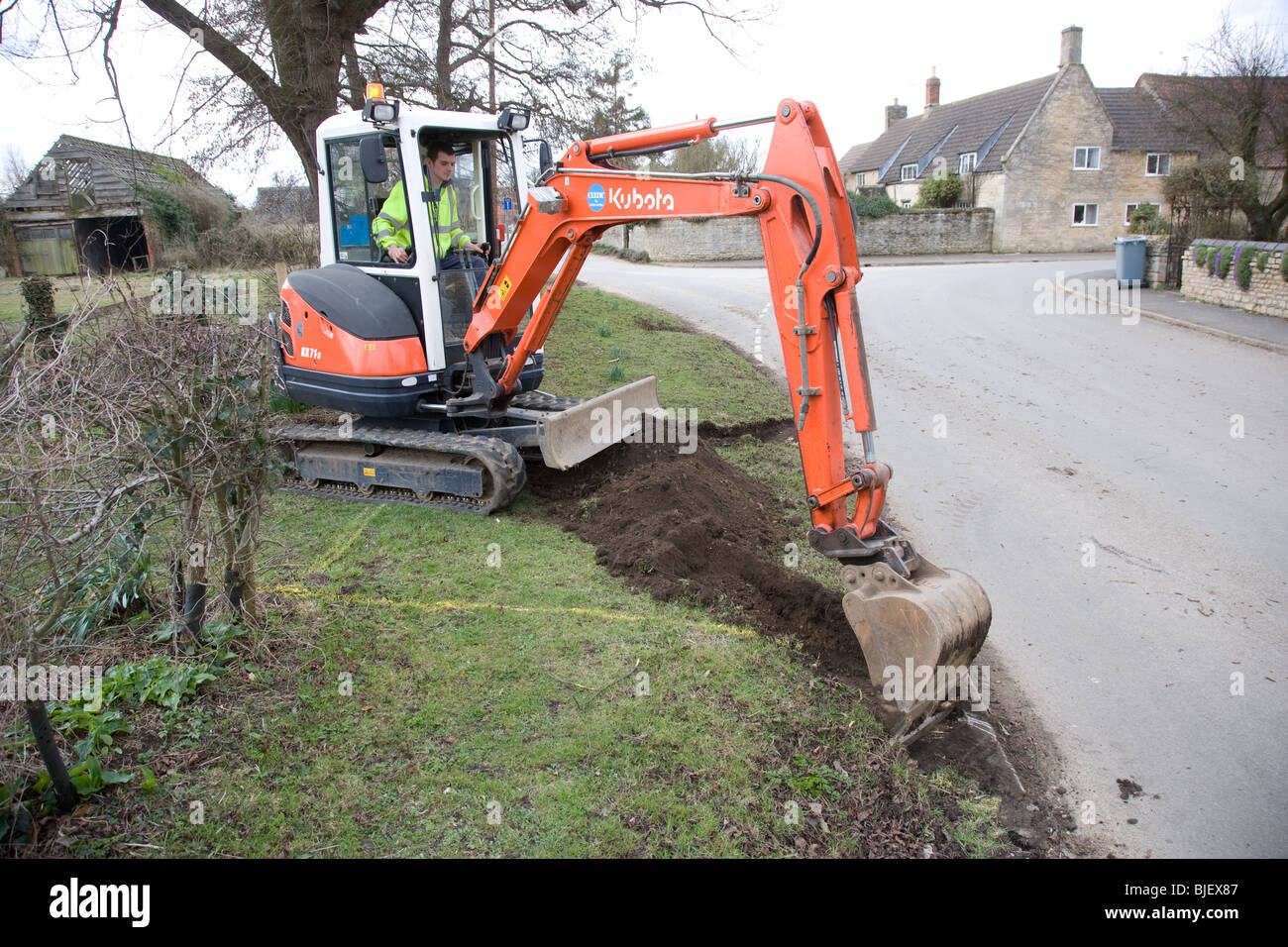 A Kubota Mini Digger Working Stock Photo - Alamy