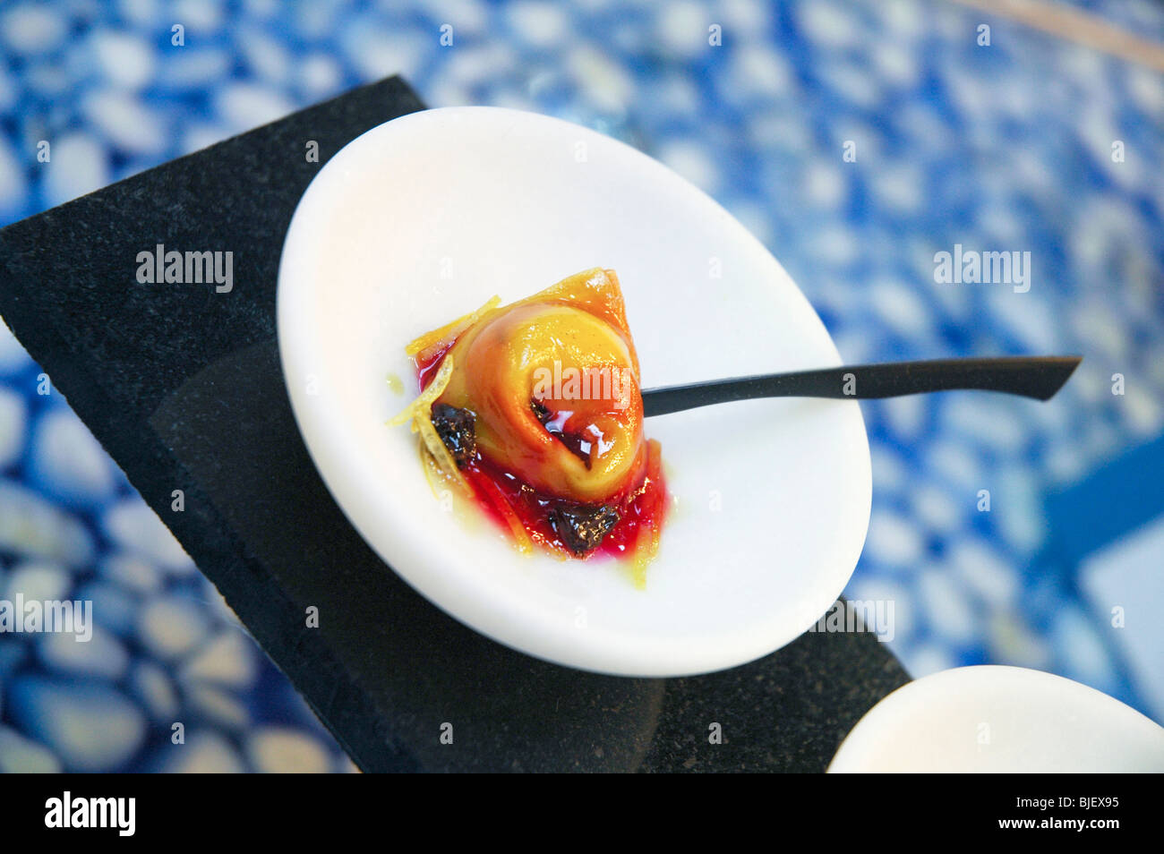 italian cuisine served in a decorated dish for a gastronomic ...
