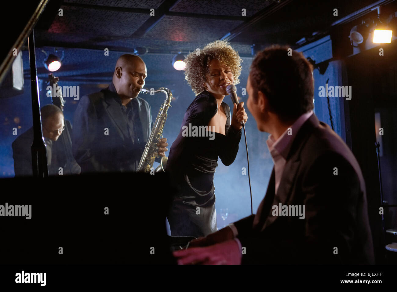 Jazz Musicians Performing in Club Stock Photo - Alamy