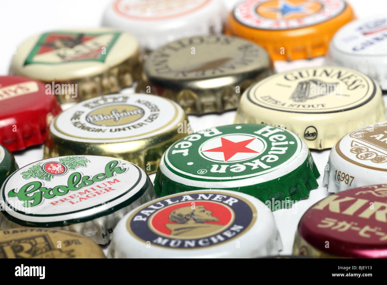 Miscellaneous beer bottle tops Stock Photo - Alamy