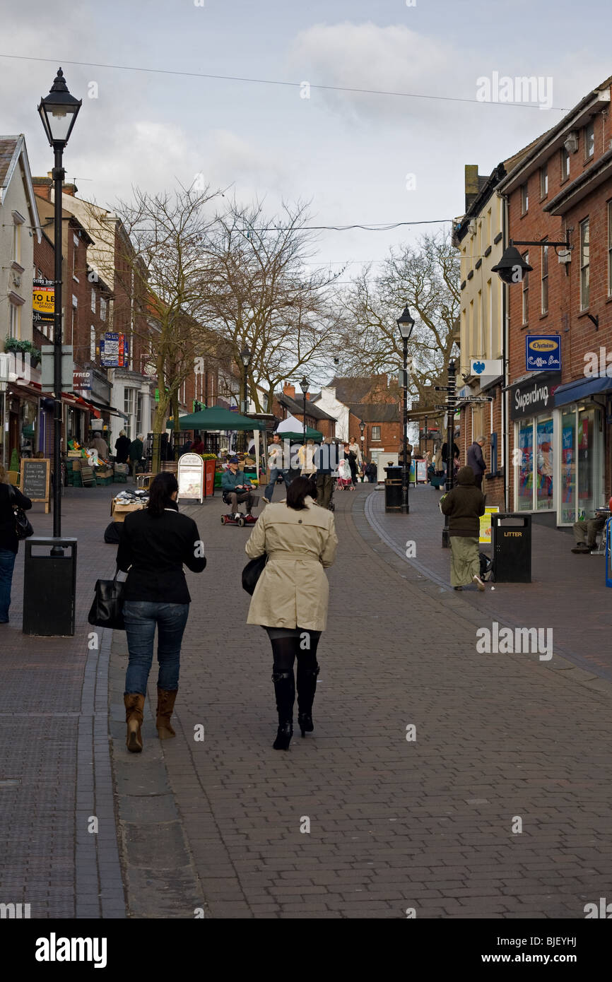Shoppers in the High Street, Stone, Staffordshire Stock Photo - Alamy