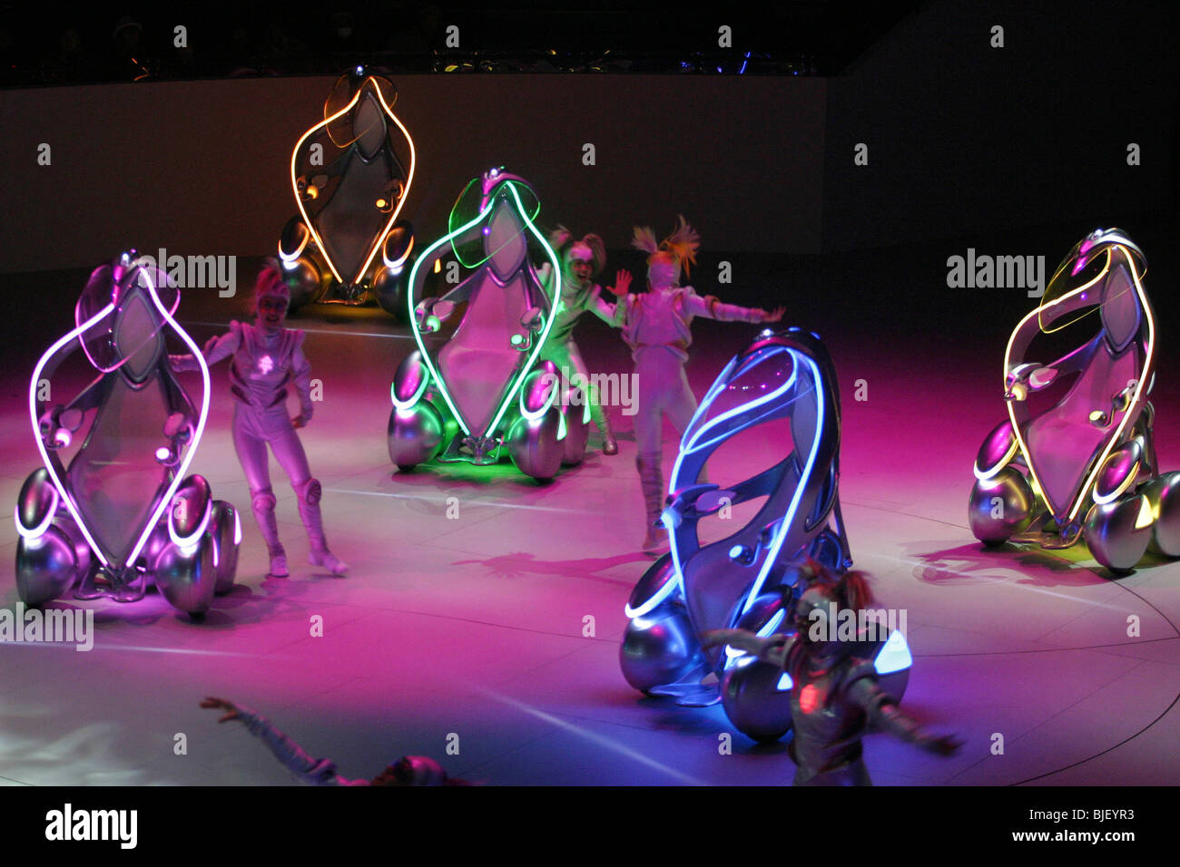 Toyota 'i-unit' concept vehicles and dancers perform in a show at the ...