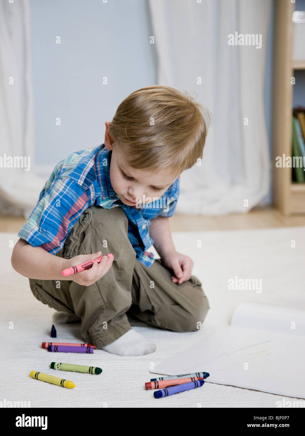 little boy coloring Stock Photo - Alamy