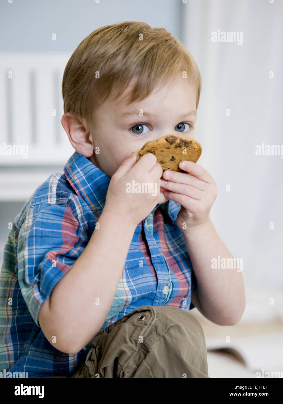 little boy eating a cookie Stock Photo - Alamy