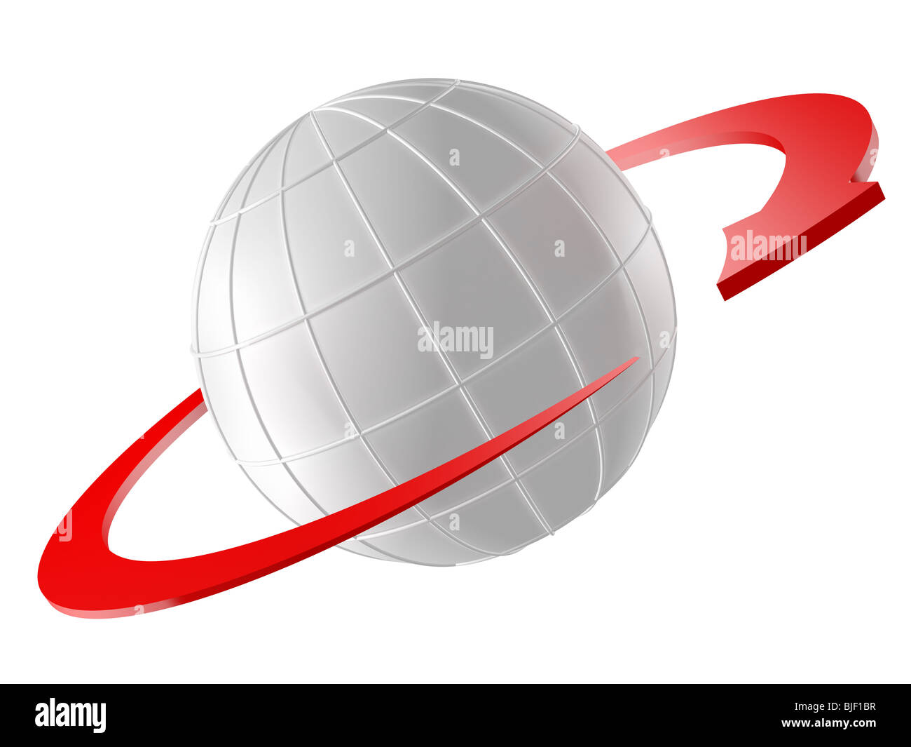 3D rendered Globe with red arrow as orbit. Isolated on white Stock ...