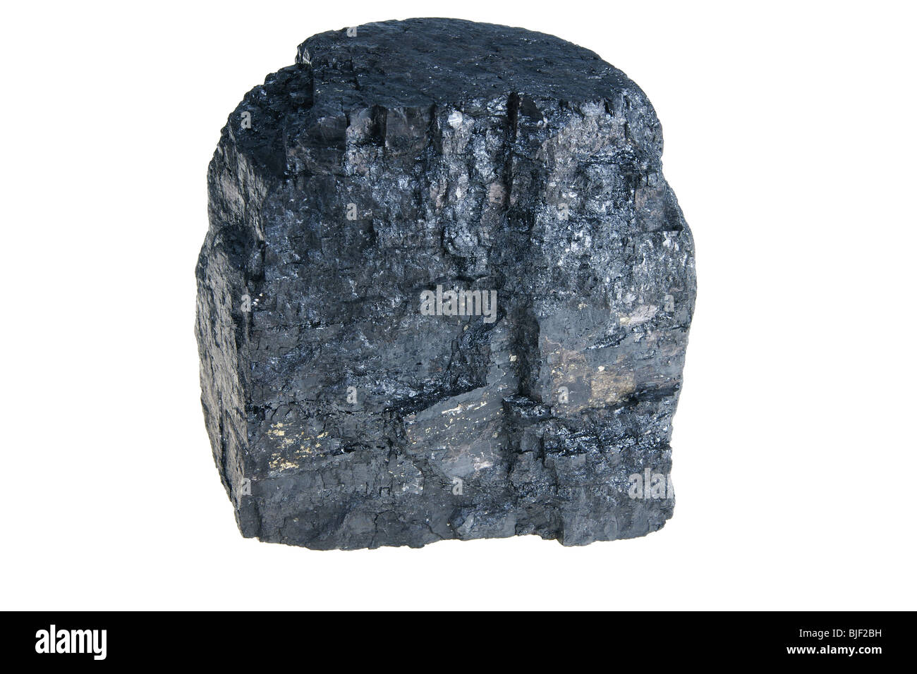Block of black coal isolated on white Stock Photo - Alamy