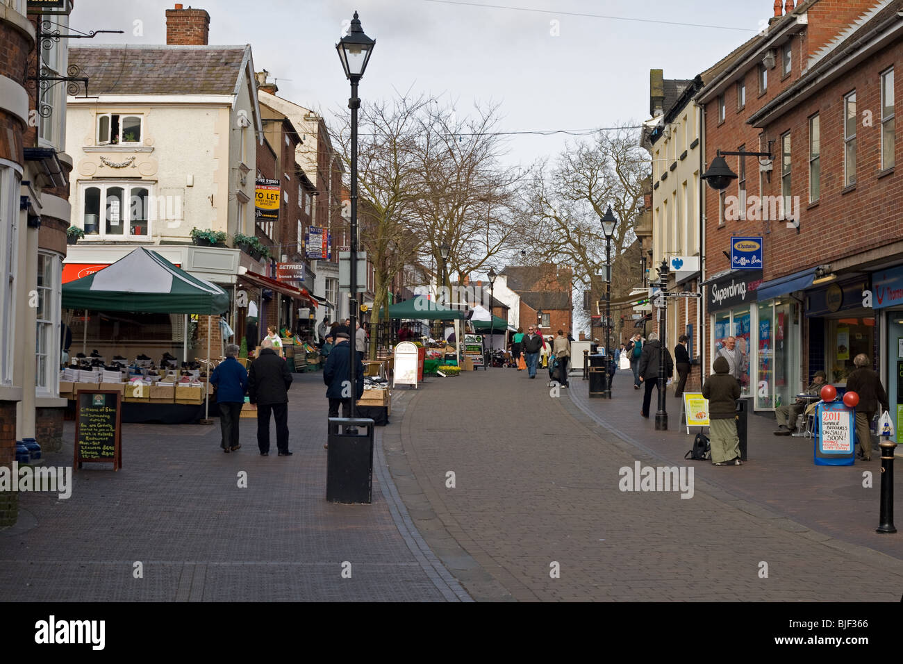 Shoppers in the High Street, Stone, Staffordshire Stock Photo - Alamy