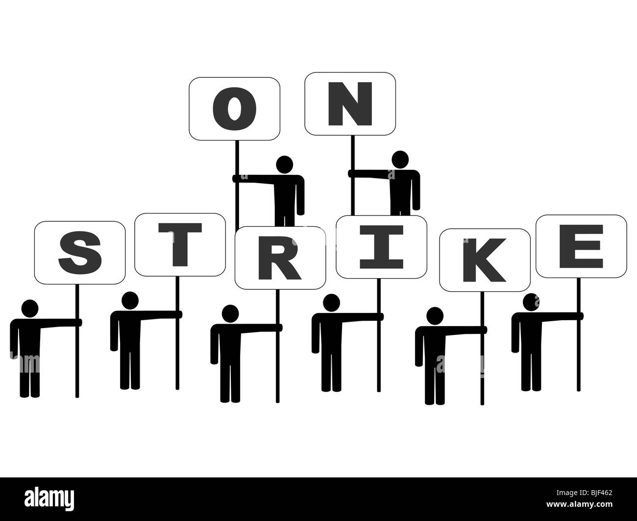 abstract people on strike with signs illustration Stock Photo - Alamy