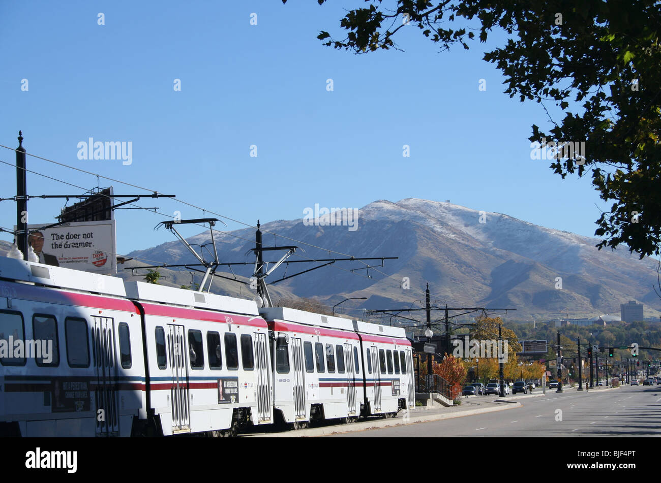 UTA TRAX light rail train at station Salt Lake City October 2007 Stock ...